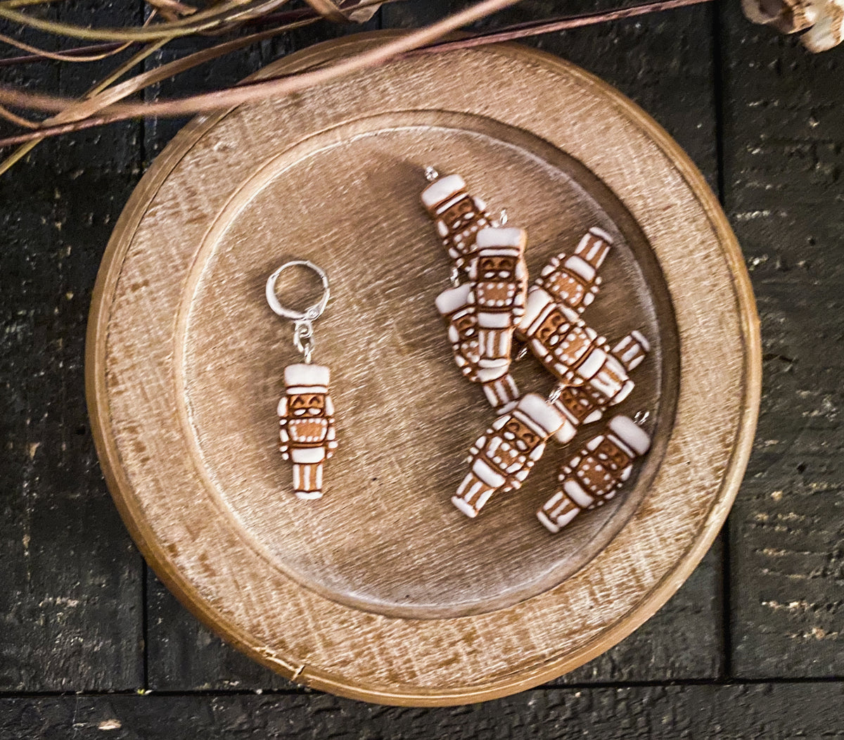 Gingerbread Nutcracker | Polymer Clay Stitch Markers | – Dragon Hoard Yarn