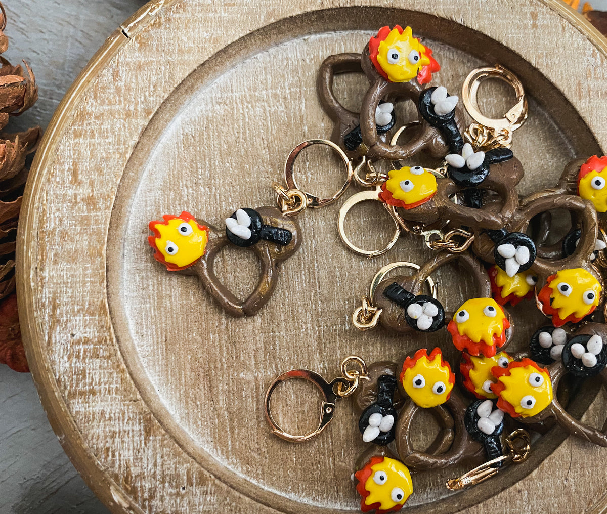 Mickey Ears | Calcifer | Polymer Clay Stitch Markers | – Dragon Hoard Yarn